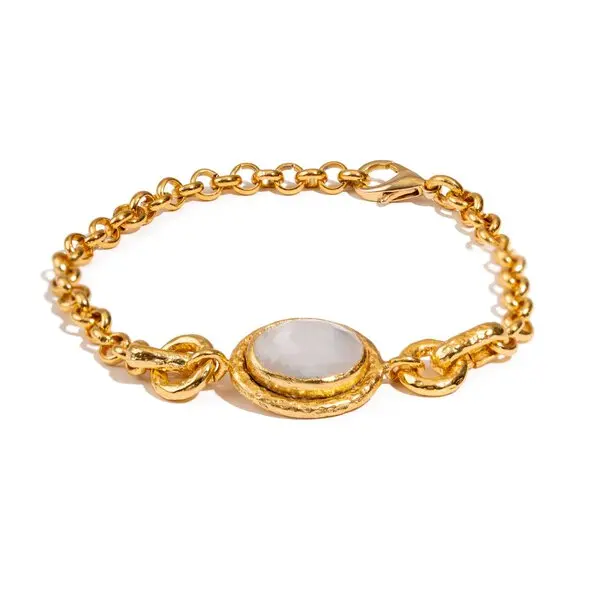 EBRU JEWELRY Lunar Glow Moonstone Adjustable Bracelet - Gold