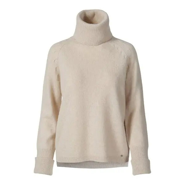 TIRILLM Chunky Knit Turtleneck Pullover - Beige
