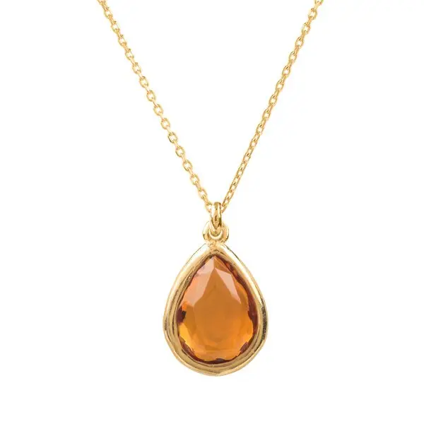 LATELITA Gold Citrine Teardrop Necklace - Gold/yellow
