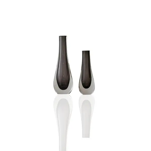 BELS & PEARL Set Of Two Murano Colored Glass Vases – Smoky Teardrop Core
