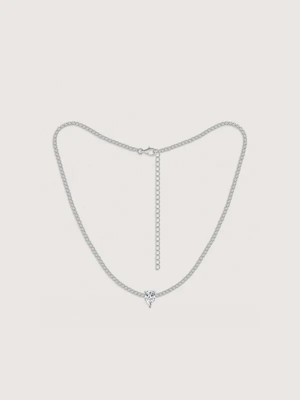 DIAMONBLISS Marilyn Monroe Solo Pear Tennis Necklace - White