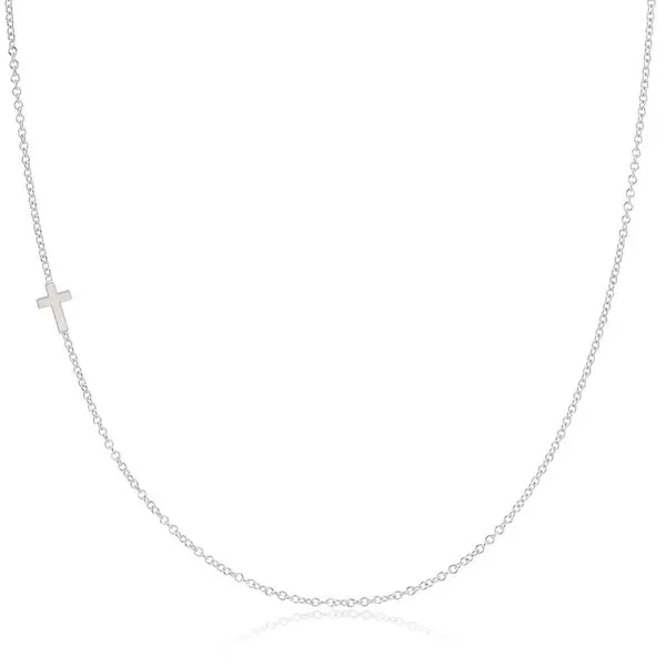 Maya Brenner Designs 14k Gold Asymmetrical Cross Charm Necklace - White