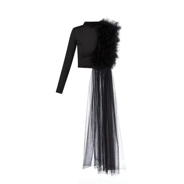 LIA ARAM Deconstructed Maillot Top - Black