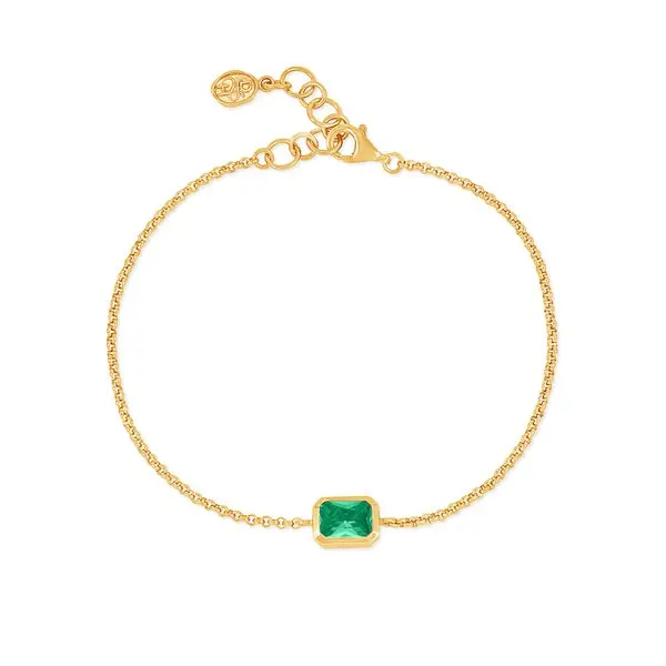 DOWER & HALL Octagon Garnet Chain Bracelet In Gold Vermeil - Gold/green
