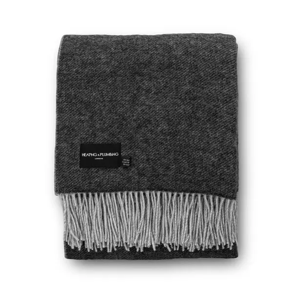 HEATING & PLUMBING LONDON The Loft Pure New Wool Throw Reversible Charcoal - Grey