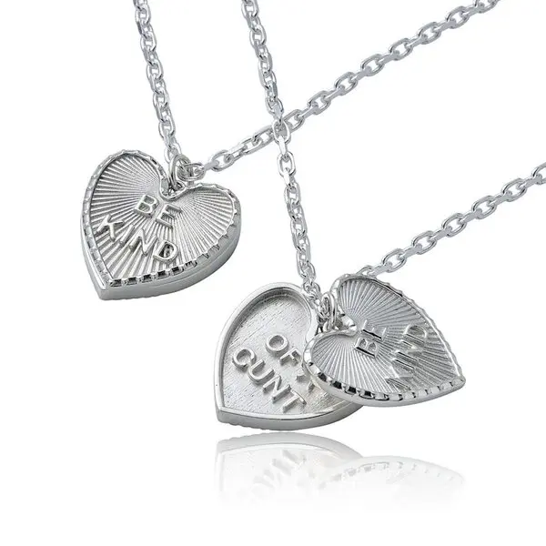 CARTOGRAPHY Be Kind Of A Cunt Fluted Heart Sterling Necklace - Silver