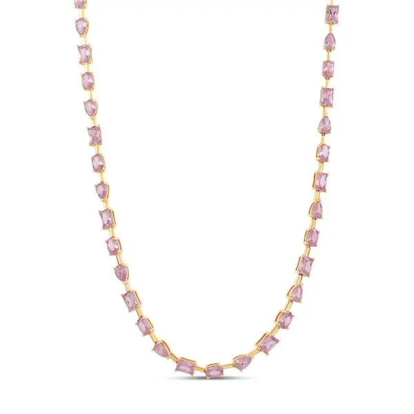 SHYMI Multi Shape Bar Tennis Necklace - Gray/pink/yellow