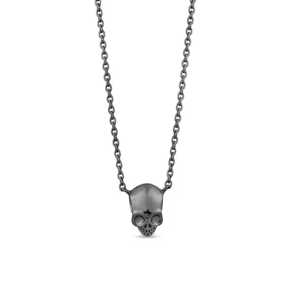 SALLY SKOUFIS Peace Necklace In Rhodium - Black
