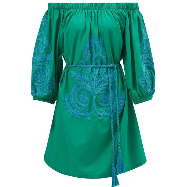 PERALUNA Masumi Embroidered Mini Dress