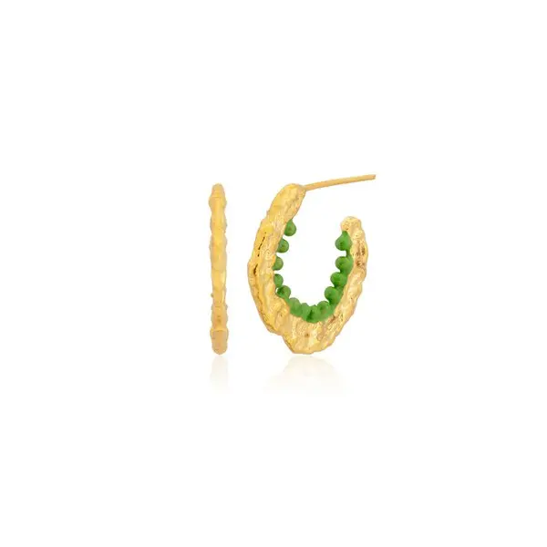 MILOU JEWELRY Alice Hoop Earrings - Green