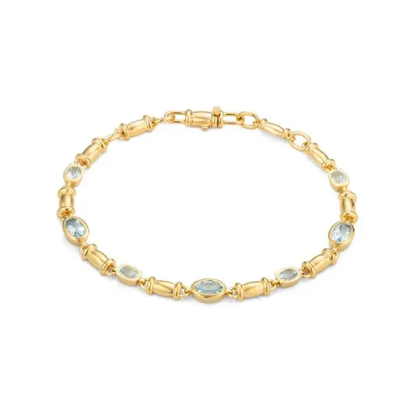 LULU B LONDON Topaz Gemstone Chain Bracelet - Blue