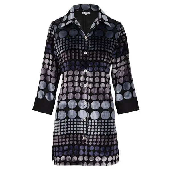AT LAST... Amanda Velvet Button-up Shirt - Grey