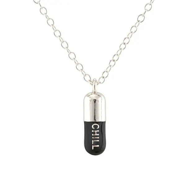 Kris Nations Chill Pill Enamel Pendant Necklace - Black/silver