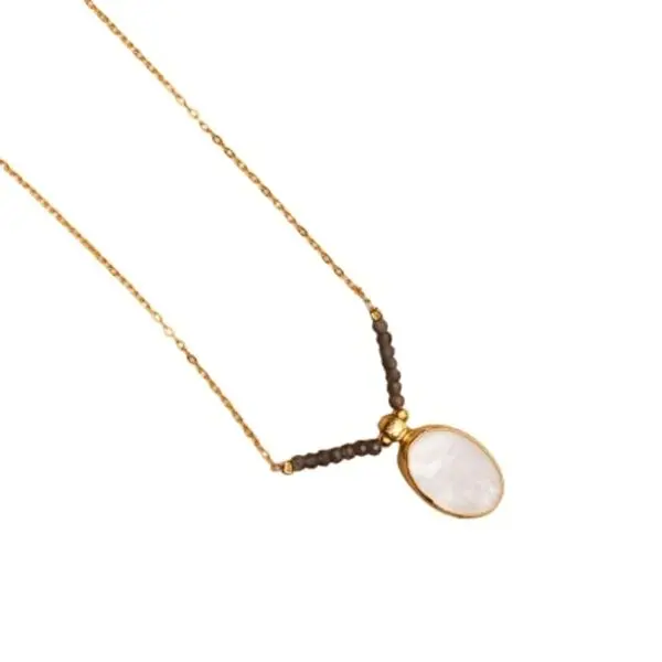 ROZ Elvan White Quartz Pendant Necklace - Gold