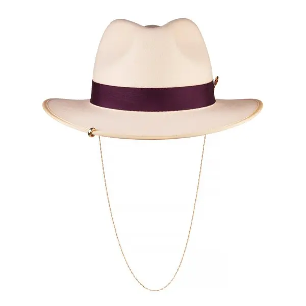 SHADED THE LABEL Herra Seashell Fedora Hat With Sterling Silver Jewellery - White
