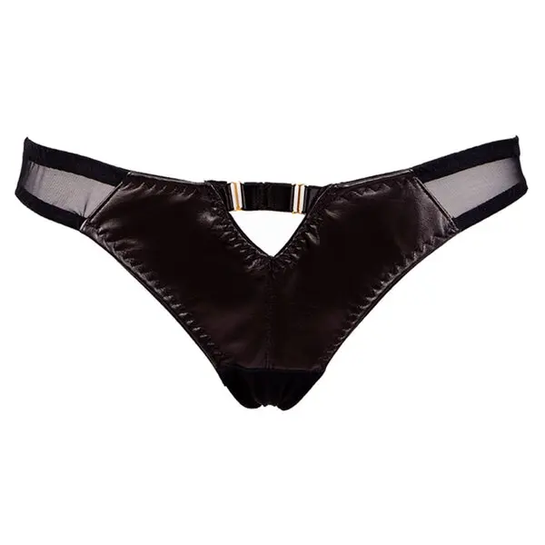 SOMETHING WICKED Montana Leather Thong Panty Brief - Black