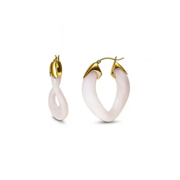 GOLD & HONEY Pearl Curb Link Lucite Hoop Earrings - White/gold
