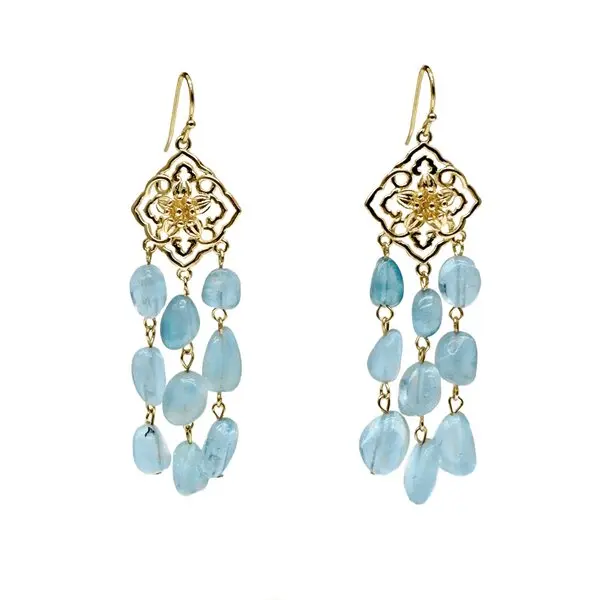 FARRA Bohemian Aqua Marine Beaded Earrings - Blue