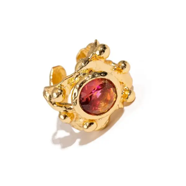 EBRU JEWELRY Sacred Flame Tourmaline Gold Ring - Gold/pink