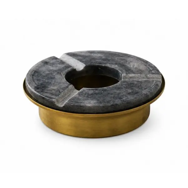 MARLETH Round Marble & Brass Ashtray – Anthracite - Grey