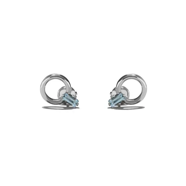 ONI Aquamarine Donut Stud Earrings - Silver