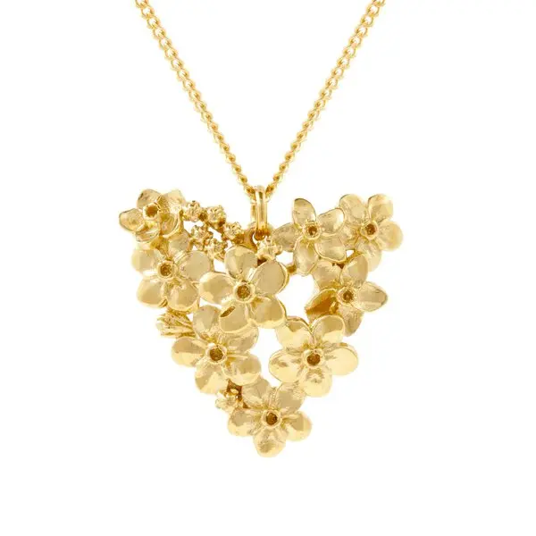 LEE RENEE Forget Me Not Heart Pendant Necklace - Gold