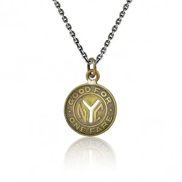 CARTOGRAPHY Brass And Sterling Silver Nyc Subway Token Necklace - Gold/grey/silver