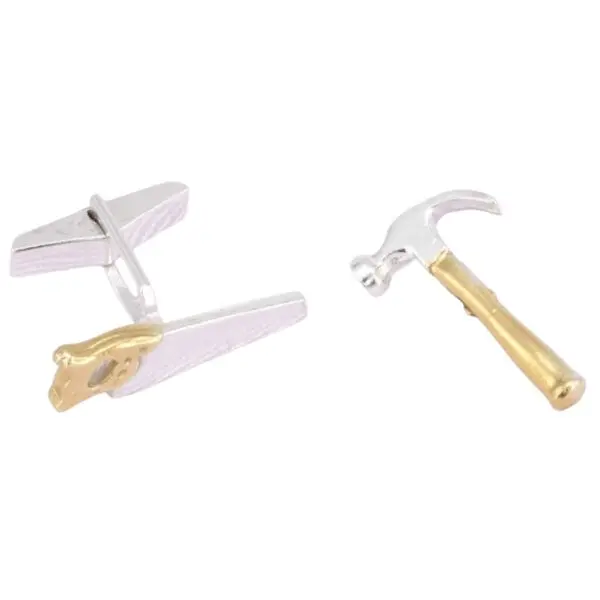 SIMON KEMP JEWELLERS Hammer And Saw Cufflink In Eighteen Carat On Silver - Gold