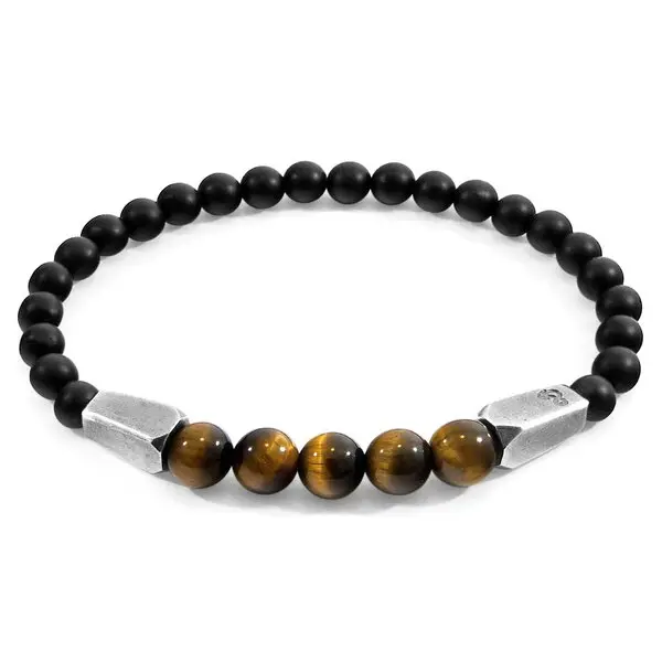 ANCHOR & CREW Tigers Eye Hukou Stone Bracelet - Brown