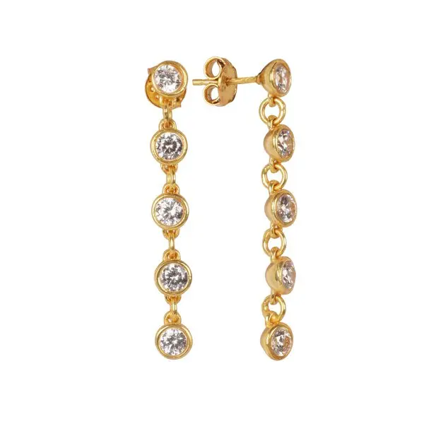 LILA RASA Crystal Tennis Drop Earrings - Gold