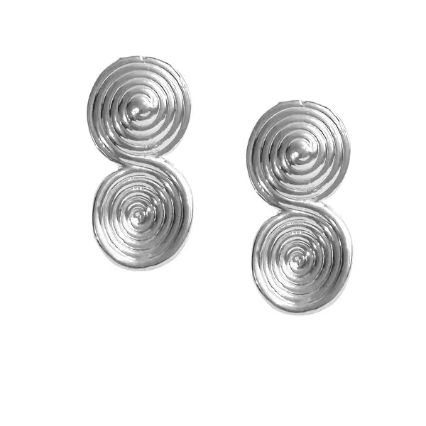 MAISON DE GALA Double Spiral Statement Stud Earrings - Silver