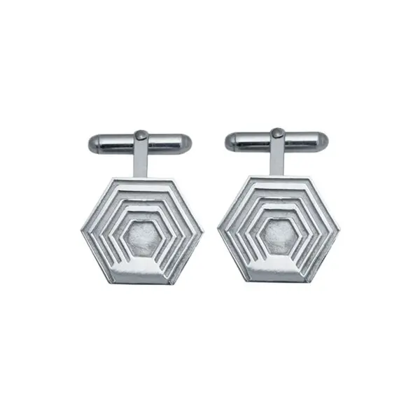 EDGE ONLY Hexagon Cufflinks Large Sterling - Silver