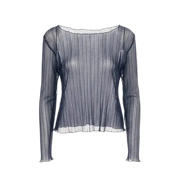 BY NOA RAWITZ Urania Plissé Long Sleeve Top - Blue/black