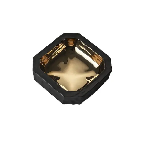EAGLADOR Black / Gold Ashtray Cast Bronze Hexagonal Bowl - Black/gold