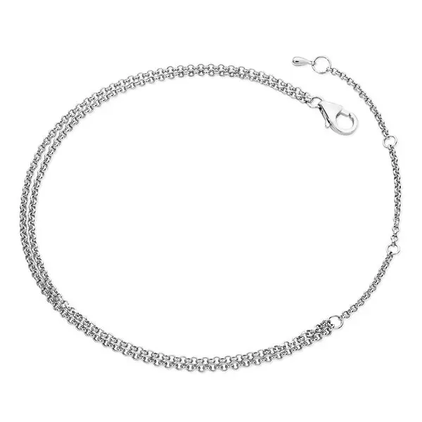 LUCY QUARTERMAINE Solid Sterling Double Chain Drop Anklet - Silver