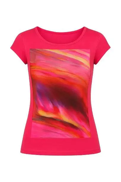 CONQUISTA Print And Solid Colour Stretch Top