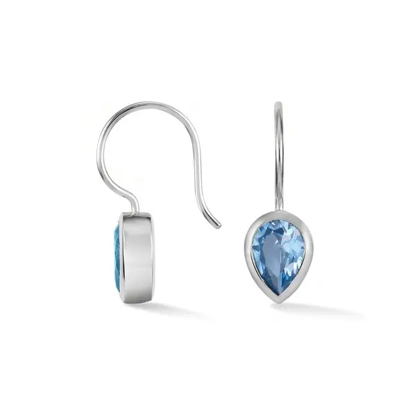 DOWER & HALL Sterling Silver Pear Blue Topaz Earrings - Silver/blue
