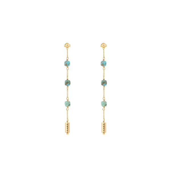 KARMA AND LUCK Gold Plated Turquoise Drop Earrings - Gold/blue
