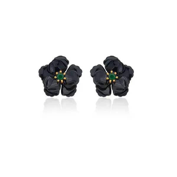 MILOU JEWELRY Viola Flower Stud Earrings - Black
