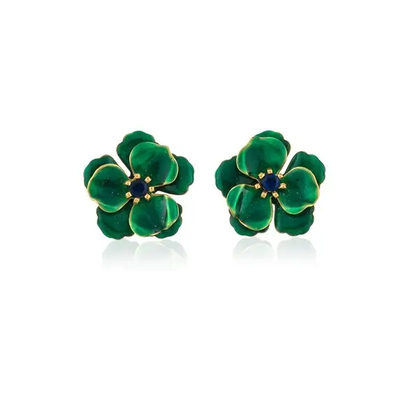 MILOU JEWELRY Viola Flower Stud Earrings - Green