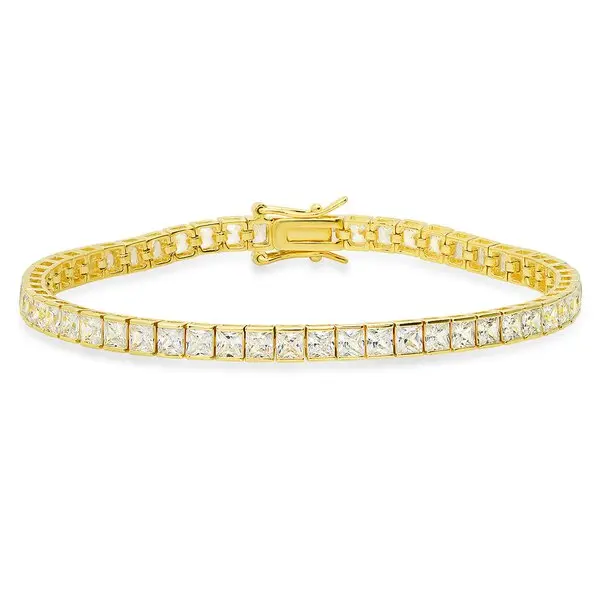 KYLIE HARPER Princess Cut Cz Tennis Bracelet - Gold
