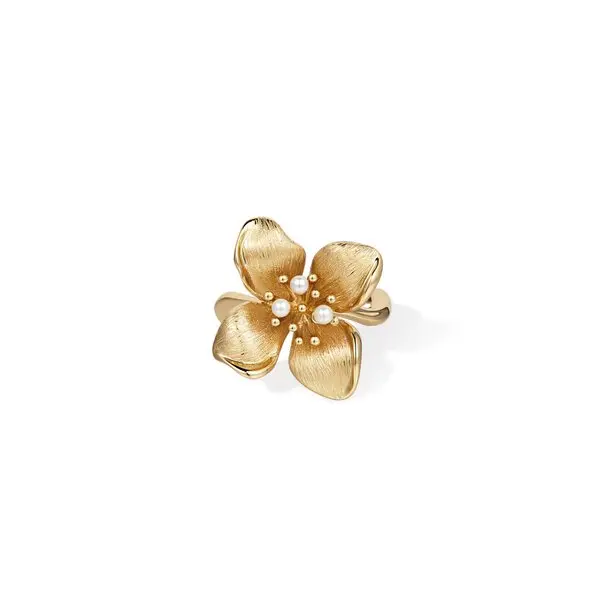 RETRO CHIC Blossom Ring - White/gold