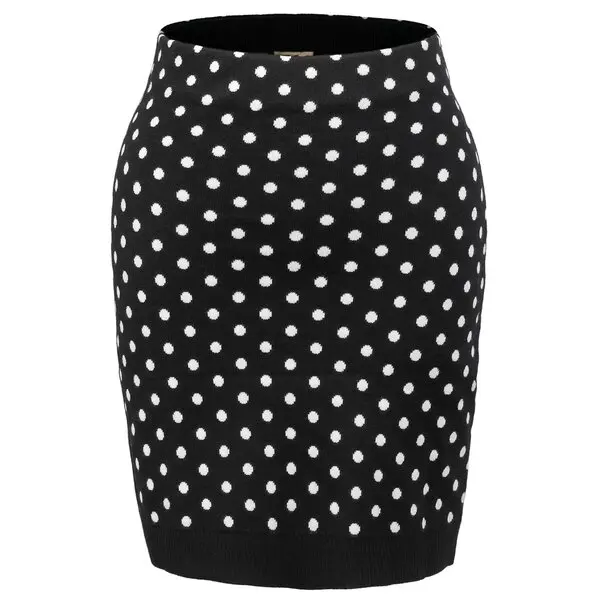 SMART AND JOY Polka Dot Knitted Mini Skirt - Black