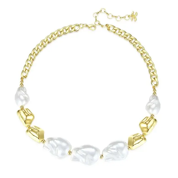 CLASSICHARMS Baroque Pearl Statement Necklace - Gold