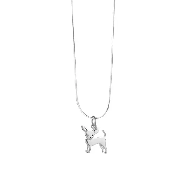 CHIARELLA Da Vinci Chihuahua Pendant Necklace - Silver