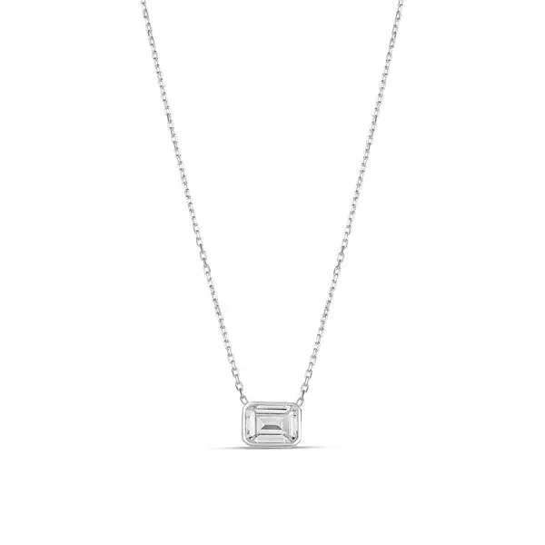 SHYMI Mini Bezel Solitaire Emerald Necklace - Silver