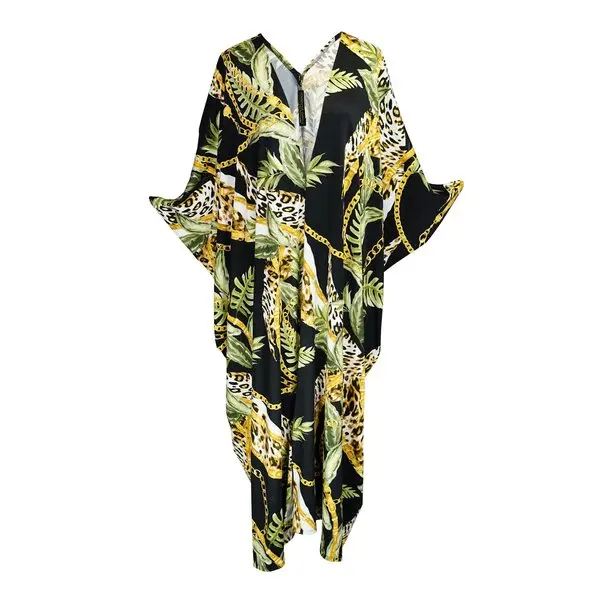 JENNAFER GRACE Printed Bianca Caftan - Green/black