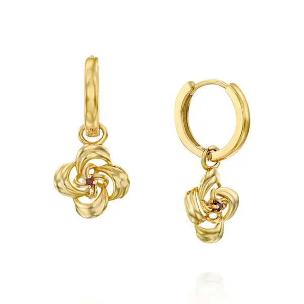 SEREIA OFFICIAL Camilla Garnet Monogram Hoop Earrings - Gold