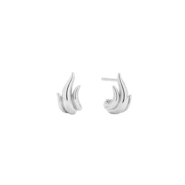 VANCHI Flame Stud Earrings - Silver