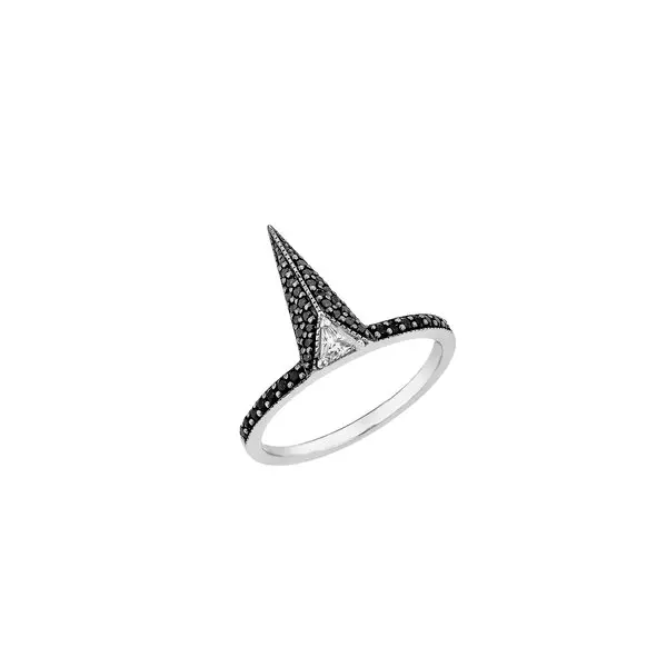 SALLY SKOUFIS Urge Ring With Cubic Zirconia And Made Diamond - Black/silver